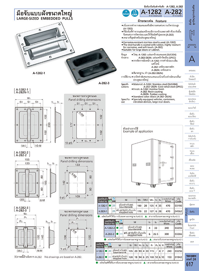 Stainless Steel Large-Size Embedded Handle A-1282 | TAKIGEN | MISUMI ...