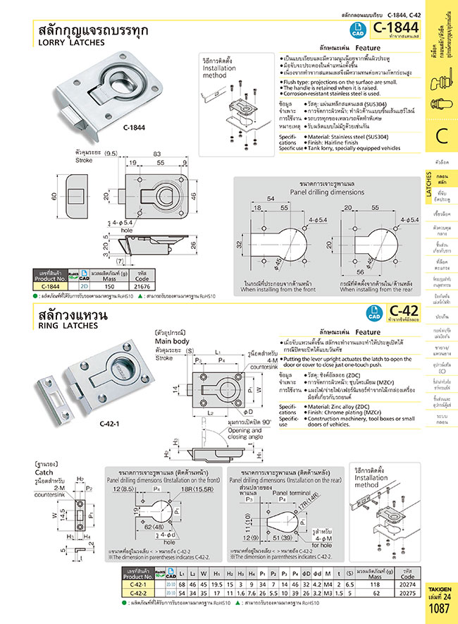 Stainless Steel Lorry Lock, C-1844 | TAKIGEN | MISUMI Malaysia