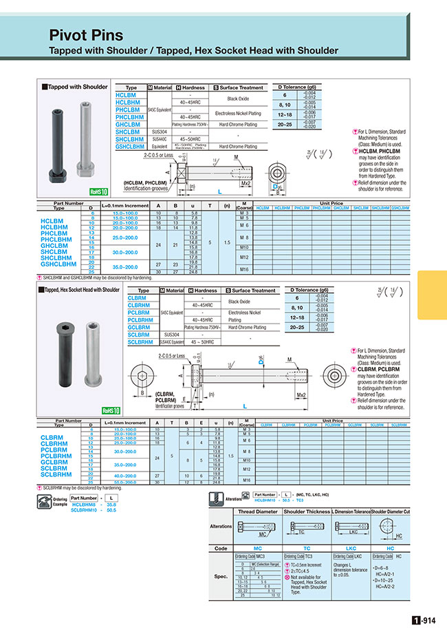 Pivot Pins - Tapped, Hex Socket Head with Shoulder | MISUMI | MISUMI Malaysia